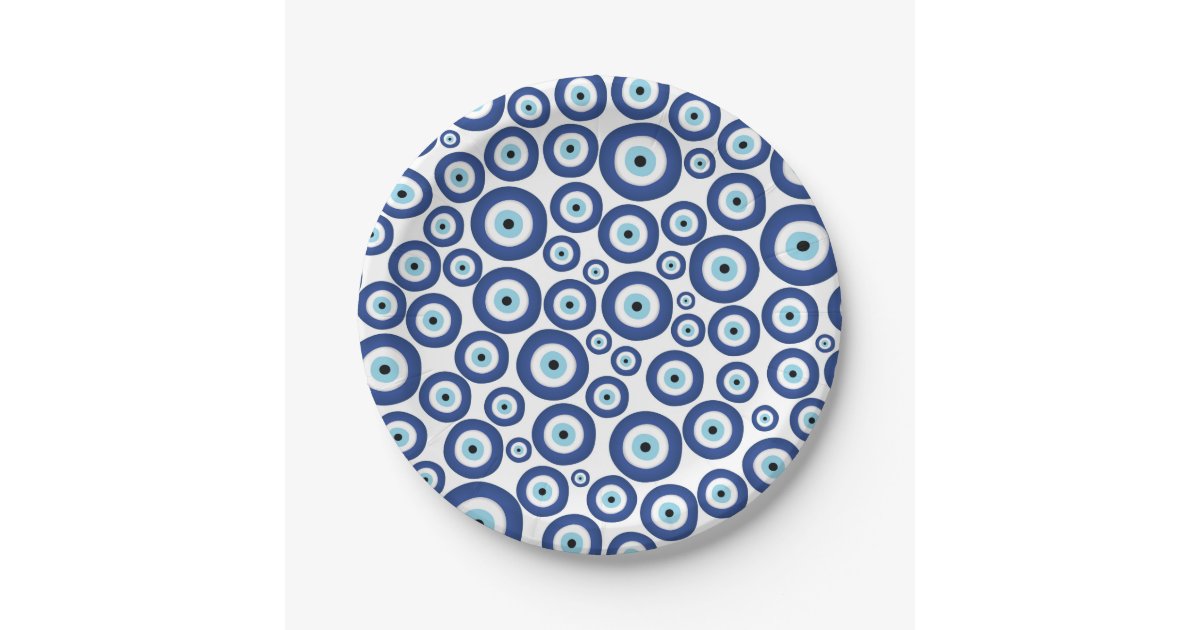 Greek Mati Mataki - Matiasma Evil Eye Pattern #1 Paper Plates | Zazzle