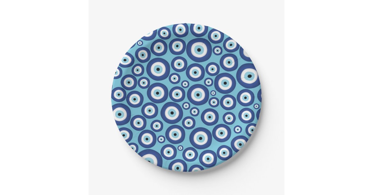 Greek Mati Mataki - Matiasma Evil Eye Pattern #2 Paper Plates | Zazzle
