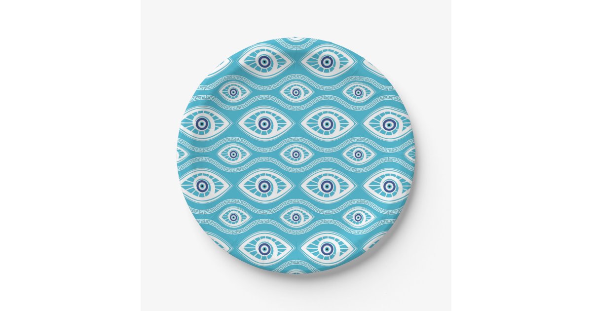 Greek Mati Mataki - Matiasma Evil Eye Pattern #6 Paper Plates | Zazzle