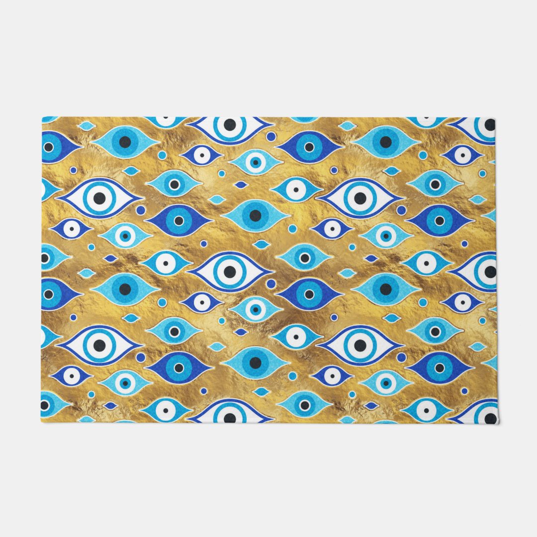 Greek Mati Mataki - Matiasma Evil Eye pattern Doormat | Zazzle