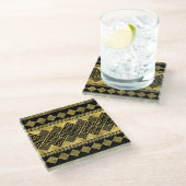 Greek Meander - Greek Key Black and gold Glass Coaster | Zazzle