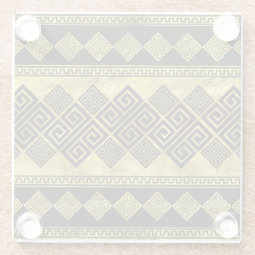 Greek Meander - Greek Key Black and gold Glass Coaster | Zazzle