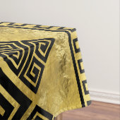 Greek Meander - Greek Key Black and gold Tablecloth | Zazzle