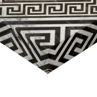 Greek Meander - Greek Key Black and White Marble Faux Canvas Print | Zazzle