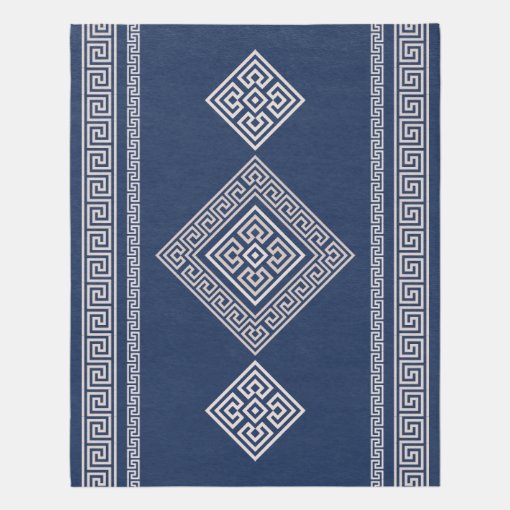 Greek Meander - Greek Key - Blue and beige Rug | Zazzle