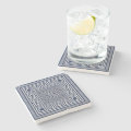 Greek Meander - Greek Key - Blue and cream Stone Coaster | Zazzle