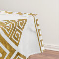 Greek Meander - Greek Key White Marble and Gold Tablecloth | Zazzle