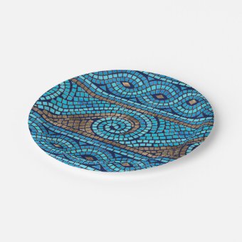 Greek Mosaic Tile Ornament Paper Plates | Zazzle