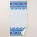 Greek Mosaic Tile Ornament - Shades of Blue Bath Towel Set | Zazzle