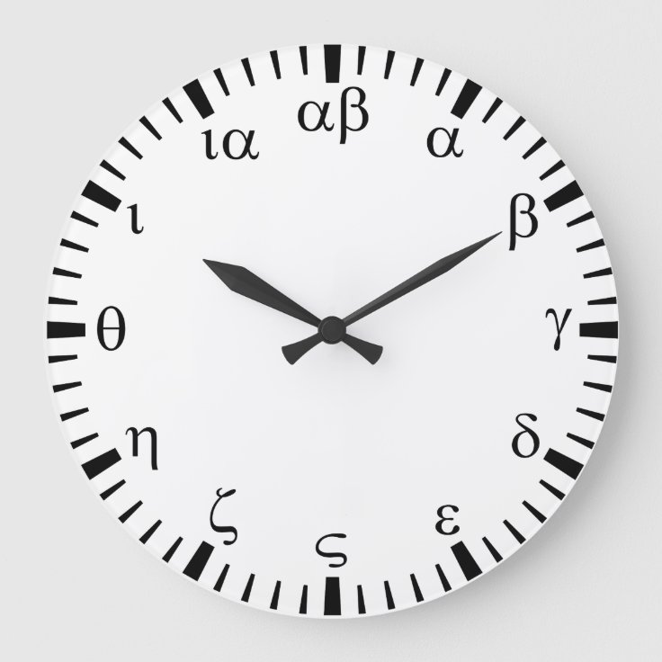 Greek numbers large clock | Zazzle