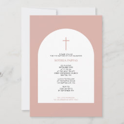 Greek Orthodox Christening Baptism Girl Pink Arch Invitation | Zazzle