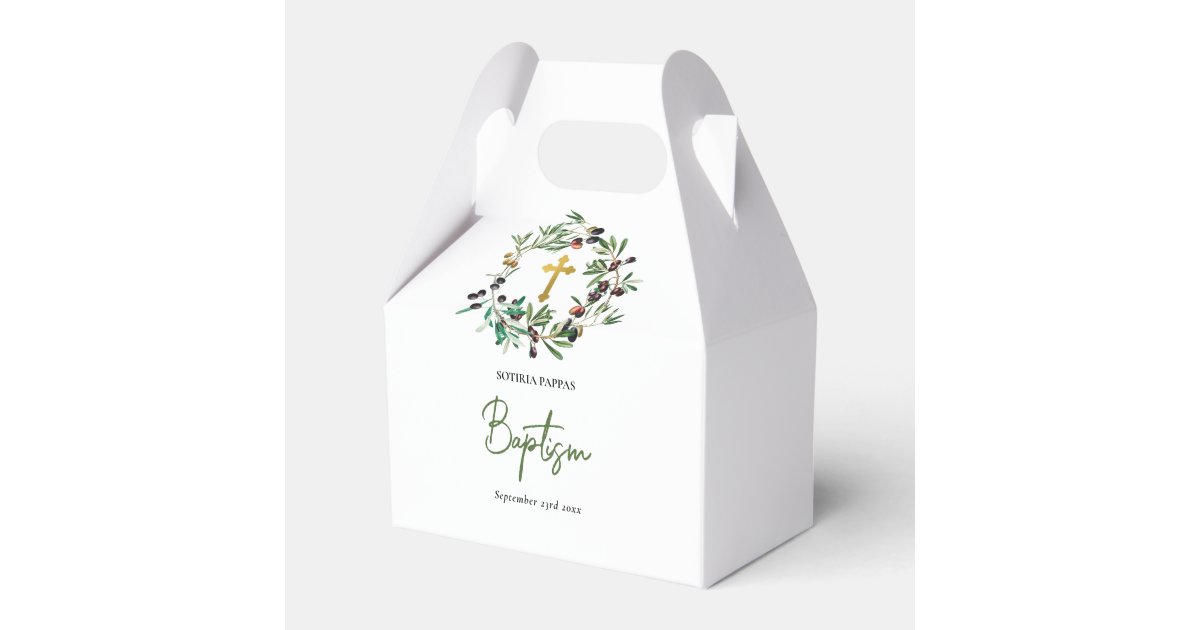 Greek Orthodox Christening Baptism Olives Greenery Favor Boxes | Zazzle