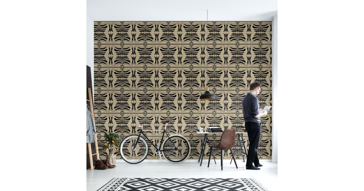 Greek Pattern Tan and Black Wallpaper | Zazzle