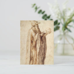 Greek Philosopher with Human Skull by Michelangelo Postcard | Zazzle