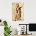 Greek Philosopher with Human Skull by Michelangelo Poster | Zazzle