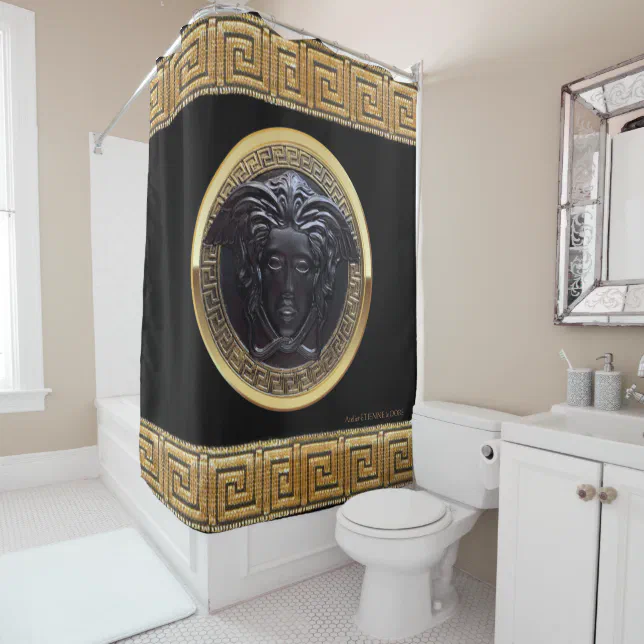 Greek Revival Medusa Noire Shower Curtain | Zazzle