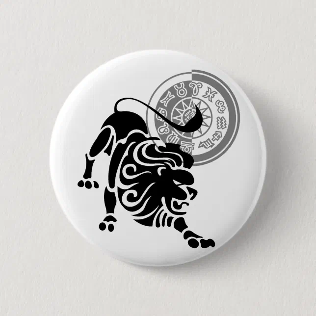 Greek style Leo Lion Zodiac Chart Pinback Button | Zazzle