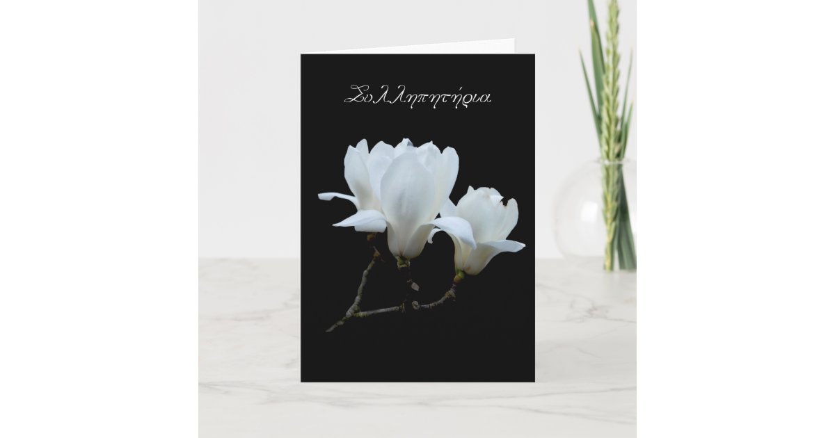 Greek sympathy card with white magnolias | Zazzle
