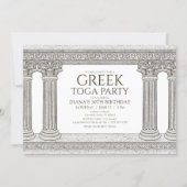 Greek Toga Birthday Party Invitation with columns | Zazzle