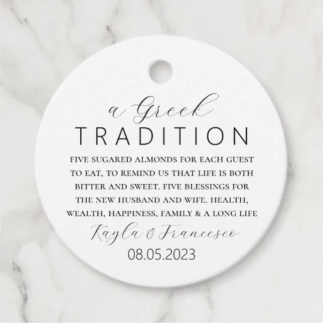 Greek Wedding Tradition Favor Tags | Zazzle