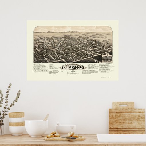 Greeley, CO Panoramic Map - 1882 Poster | Zazzle