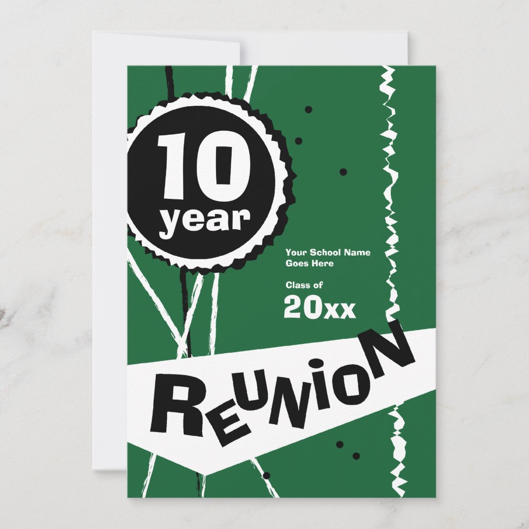 Green 10 Year Class Reunion Invitation | Zazzle