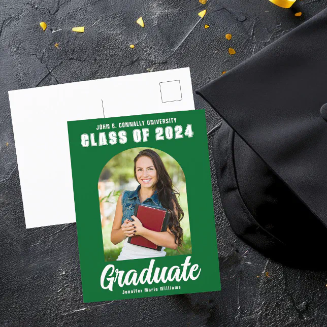 Green 2024 Graduate Photo Arch Modern Graduation Postcard | Zazzle