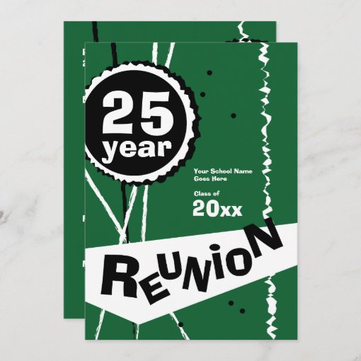 Green 25 Year Class Reunion Invitation | Zazzle