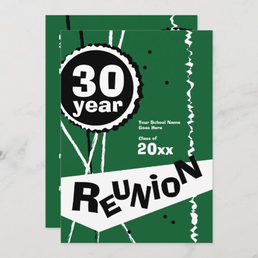 Green 30 Year Class Reunion Invitation | Zazzle