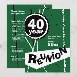 Green 40 Year Class Reunion Invitation | Zazzle