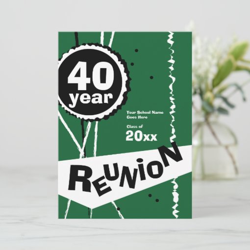 Green 40 Year Class Reunion Invitation | Zazzle