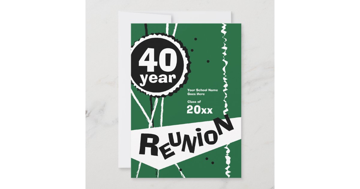 Green 40 Year Class Reunion Invitation | Zazzle