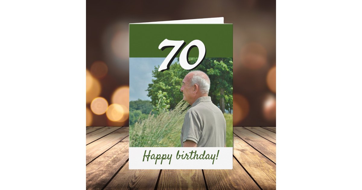 Green 70th Birthday Photo Card | Zazzle
