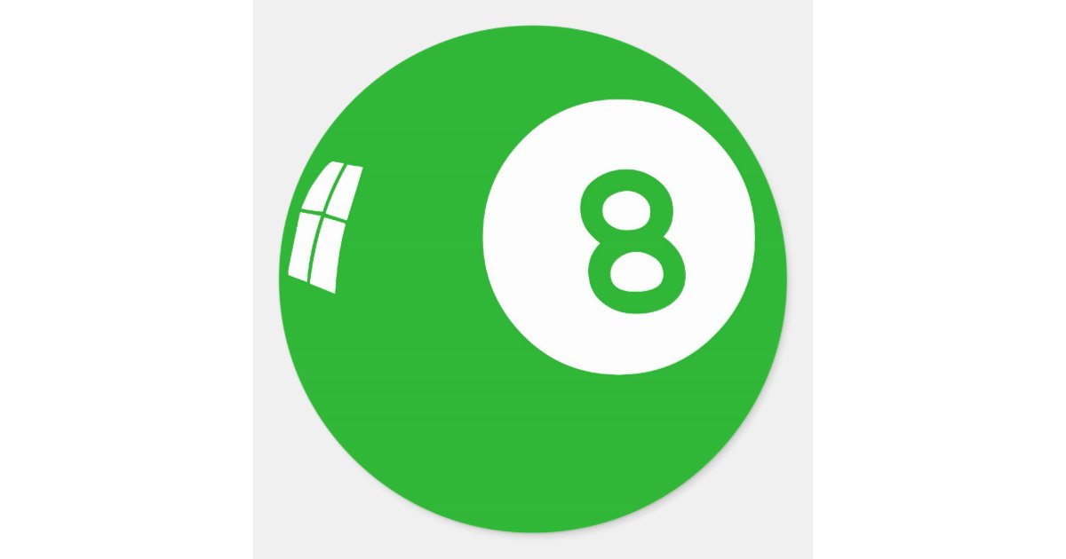 Green 8 Ball! Classic Round Sticker | Zazzle