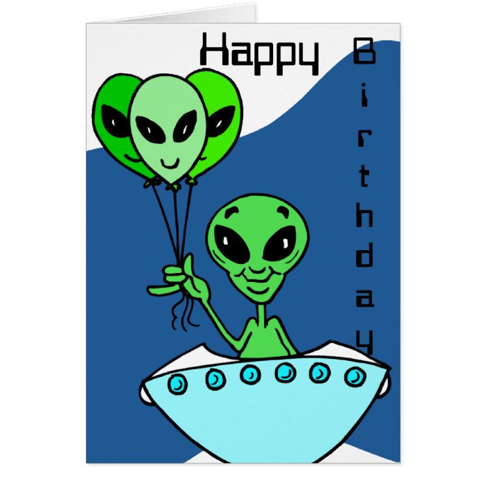 Green Alien Birthday Card | Zazzle