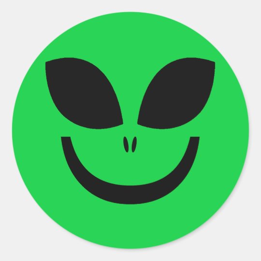 GREEN ALIEN FACE CLASSIC ROUND STICKER | Zazzle.com