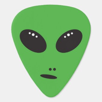 Green Alien Face Guitar Pick Plectrum | Zazzle