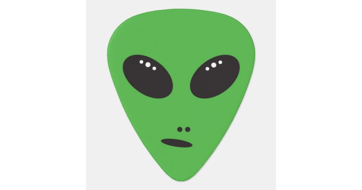 Green Alien Face Guitar Pick Plectrum | Zazzle