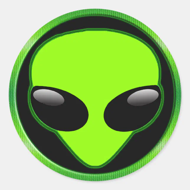 GREEN ALIEN HEAD CLASSIC ROUND STICKER | Zazzle