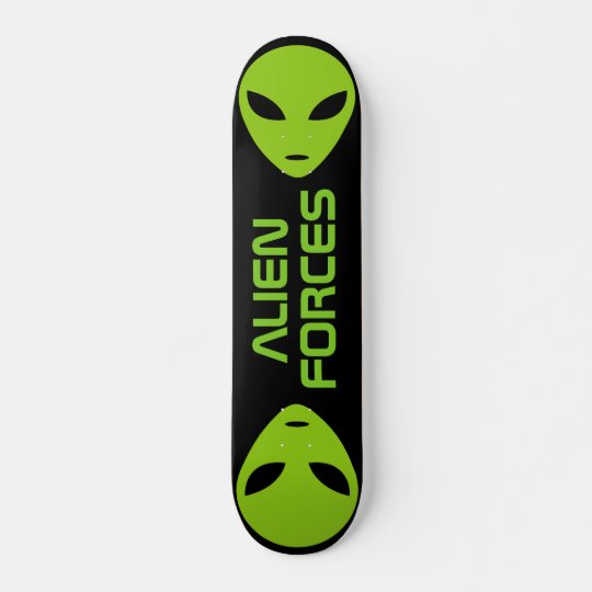 Green alien head logo custom skateboard deck | Zazzle
