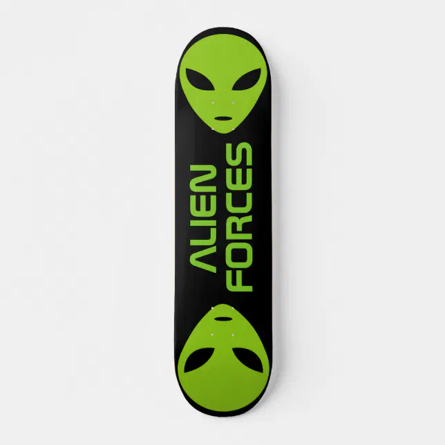 Green alien head logo custom skateboard deck | Zazzle