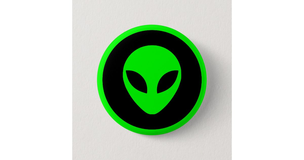 Green Alien Head Pinback Button | Zazzle