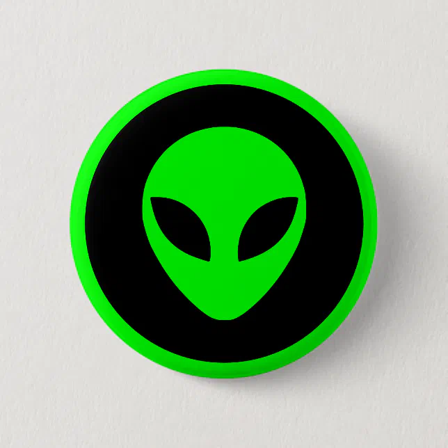 Green Alien Head Pinback Button | Zazzle