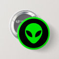 Green Alien Head Pinback Button | Zazzle