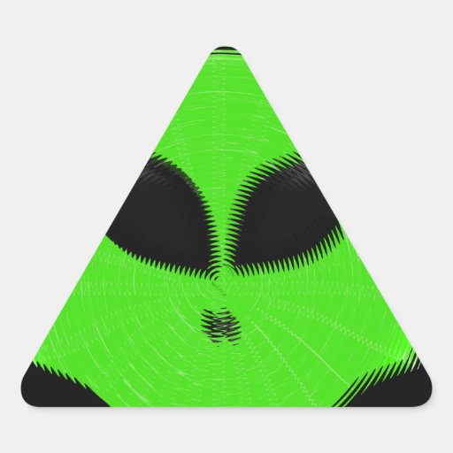 Green Alien Head Triangle Sticker | Zazzle