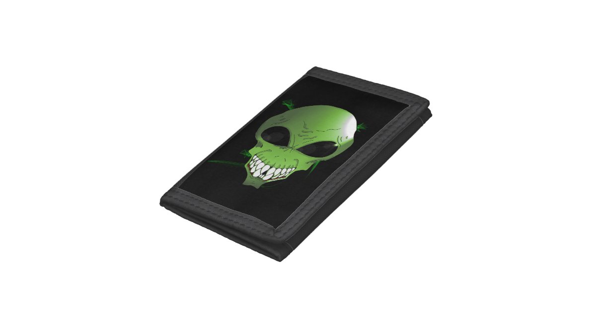 Green alien TriFold Nylon Wallet | Zazzle