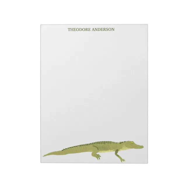 Green Alligator Personalized Writing Paper Notepad | Zazzle