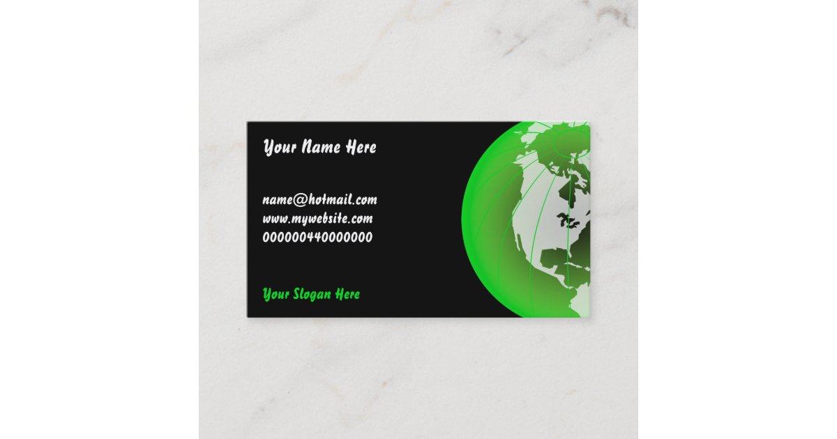 Green America Globe, Your Name Here, Business Card | Zazzle