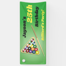 Green and Black Billiards Pool Party Banner | Zazzle