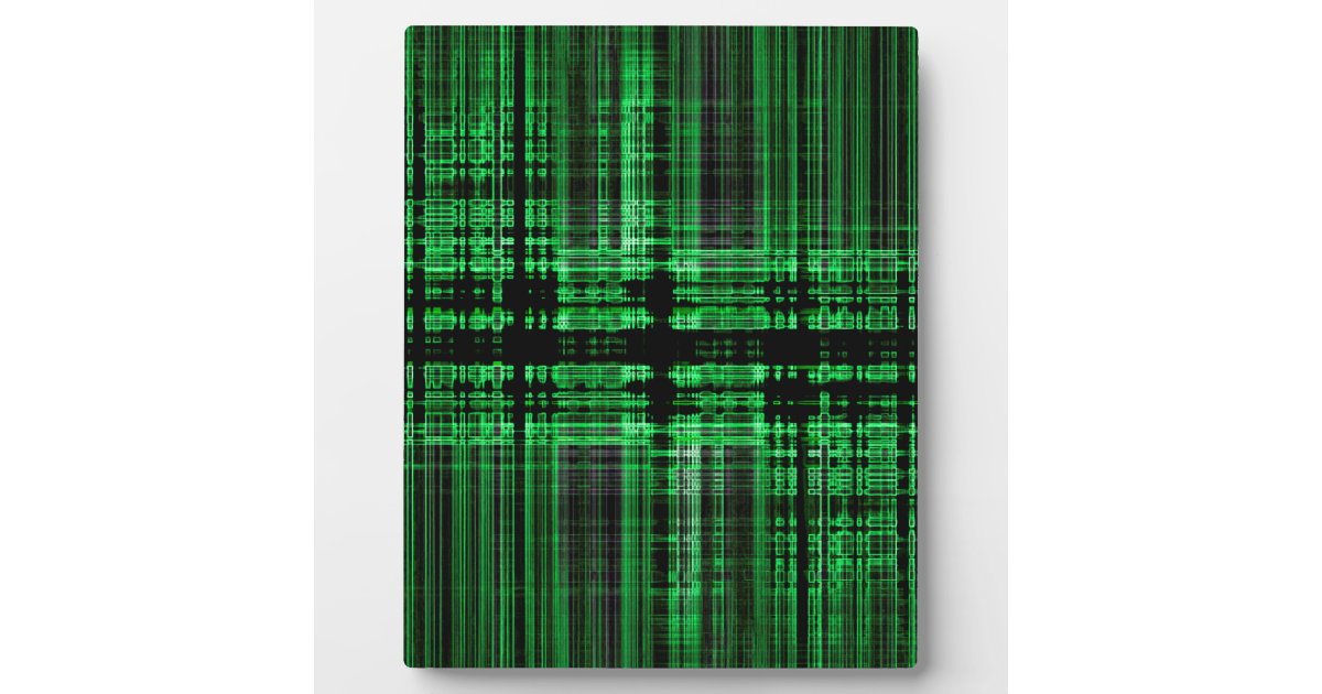 Green and black matrix pattern plaque | Zazzle